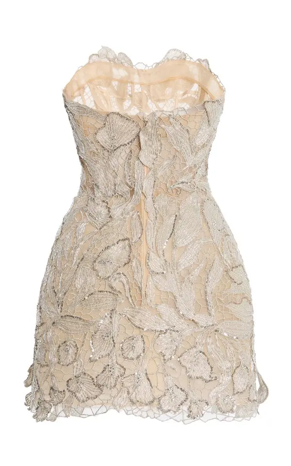Oscar De La Renta Floral Threadwork Mini Dress