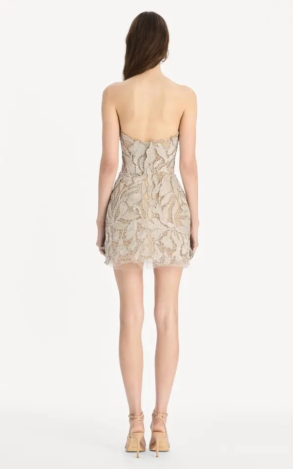 Oscar De La Renta Floral Threadwork Mini Dress