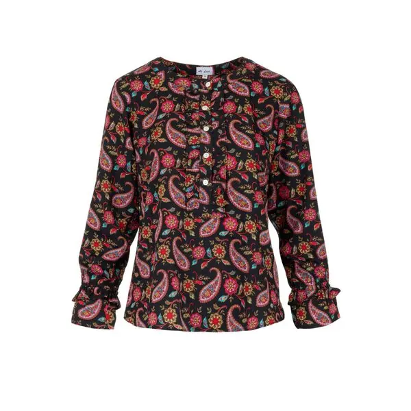 AT LAST... Meg Shirt In Pailsey - Black