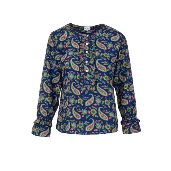 AT LAST... Meg Shirt In Navy Paisley - Blue
