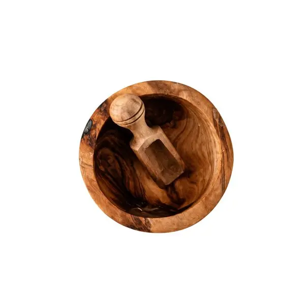 GREYMINT Olive Wood Bath Salt Bowl - Brown