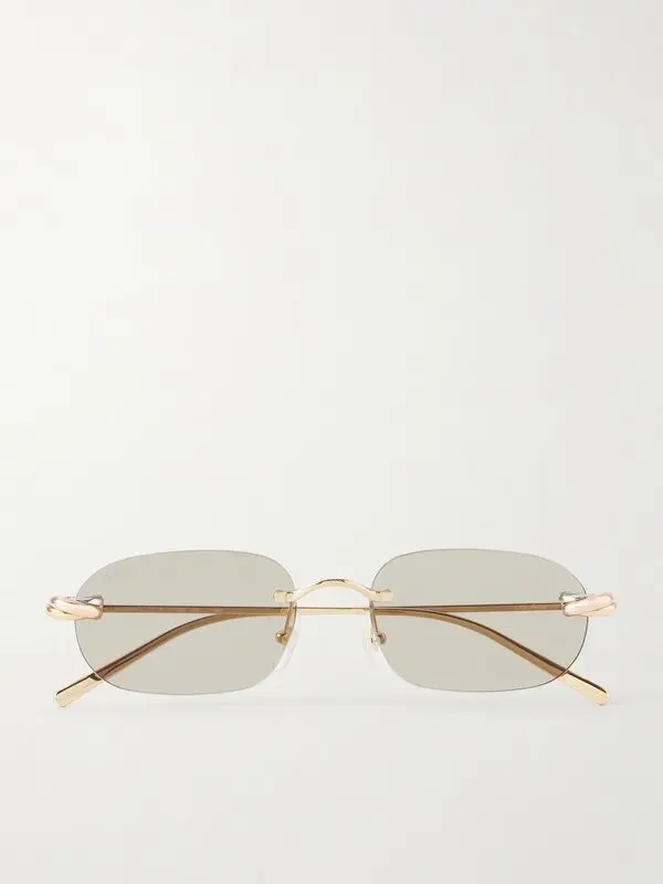 Cartier Trinity De Square-frame Gold-tone Sunglasses - Brown