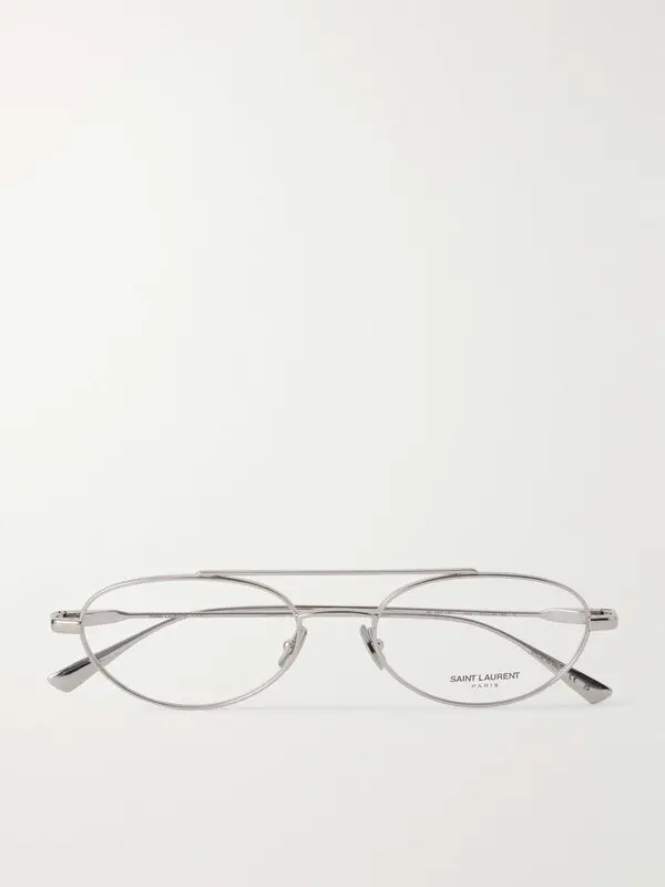 Saint Laurent Sl 951 Opt Aviator-style -tone Metal Glasses - Silver