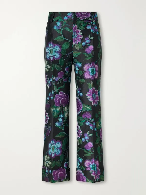 La DoubleJ Hendrix Floral-jacquard Straight-leg Pants