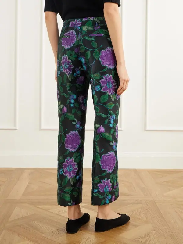 La DoubleJ Hendrix Floral-jacquard Straight-leg Pants