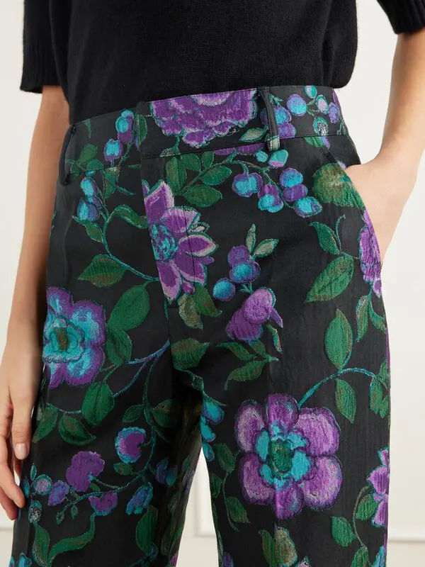La DoubleJ Hendrix Floral-jacquard Straight-leg Pants