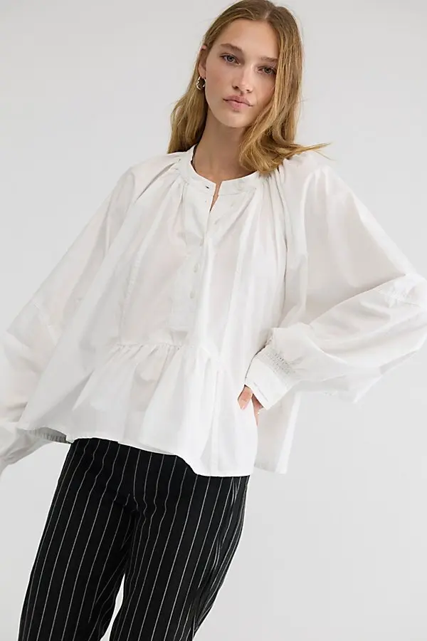 Free People We The Free Lovely Day Blouse - Clean Ivory