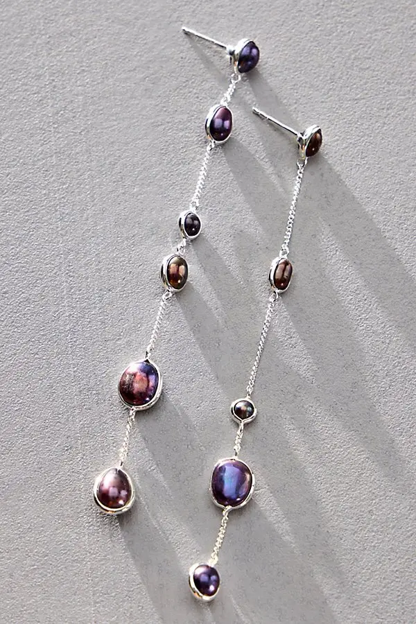 AWE INSPIRED Awe Molten Pearl Linear Earrings - Silver