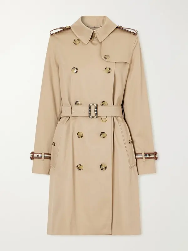 Burberry Kensington Belted Double-breasted Cotton-gabardine Trench Coat - Neutrals