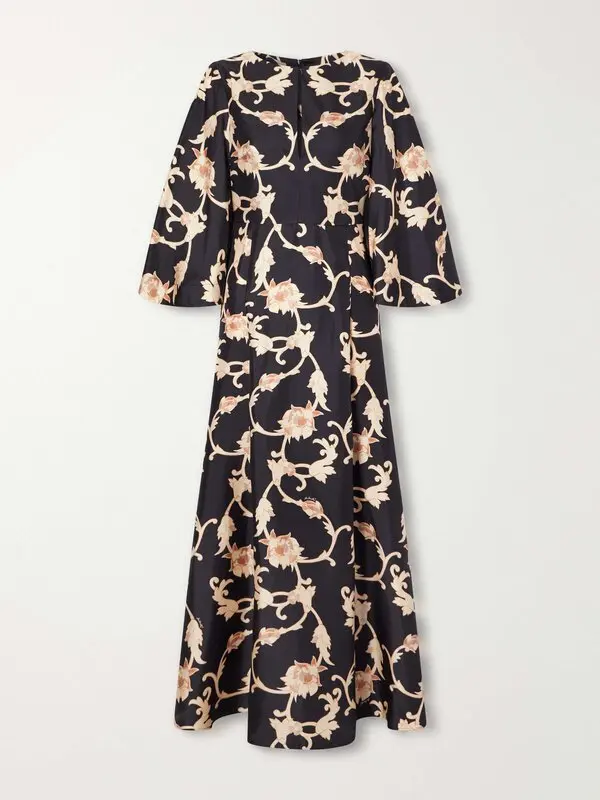 La DoubleJ Belle Floral-print Silk-twill Maxi Dress