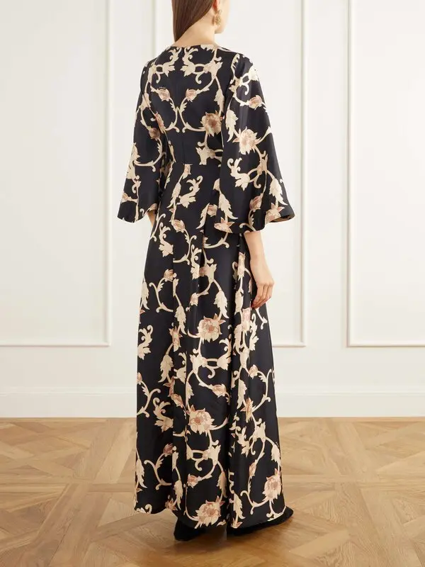La DoubleJ Belle Floral-print Silk-twill Maxi Dress
