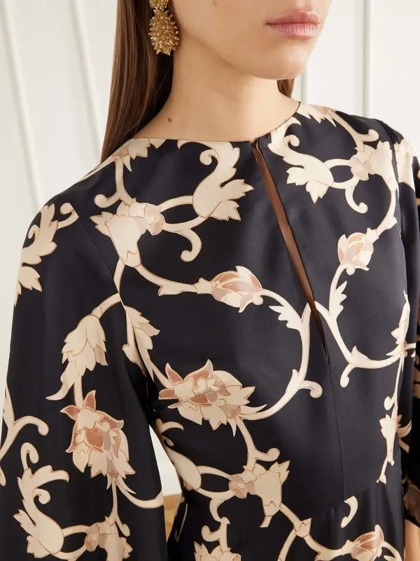 La DoubleJ Belle Floral-print Silk-twill Maxi Dress