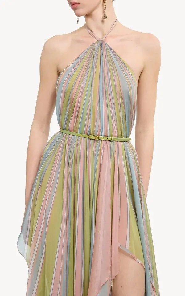 Elie Saab Multicolored Chiffon Maxi Dress