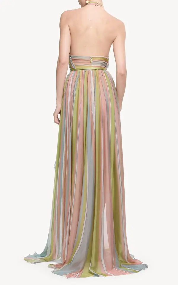 Elie Saab Multicolored Chiffon Maxi Dress