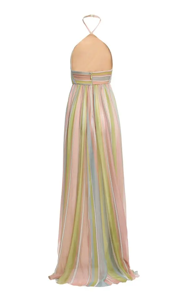 Elie Saab Multicolored Chiffon Maxi Dress