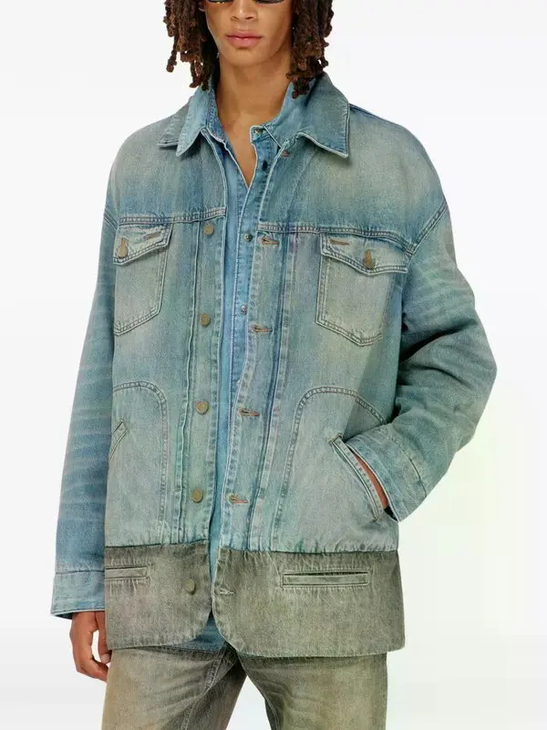DIESEL® Denim Jacket With Contrast Hem - Blue