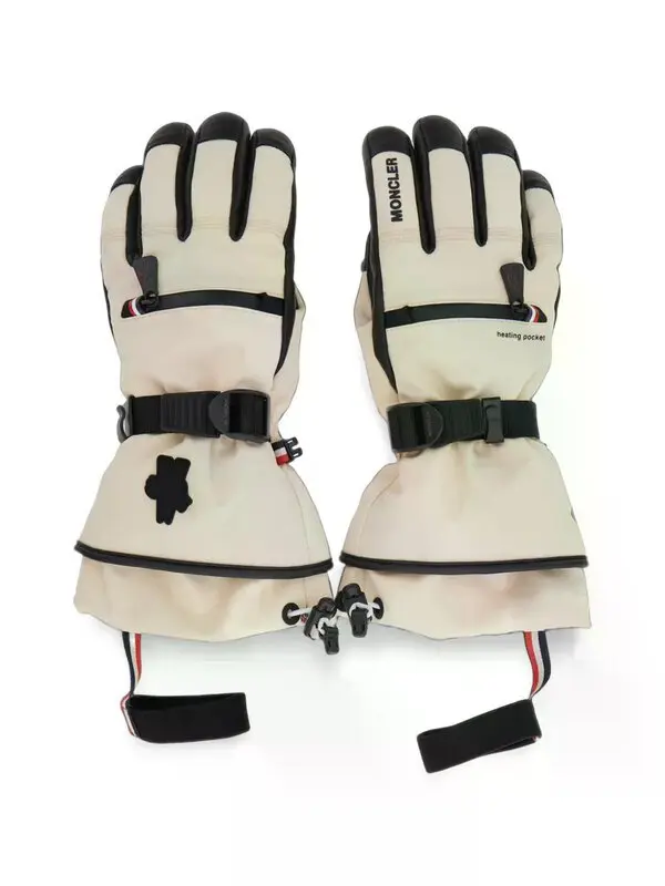 Moncler Logo-patch Buckled Gloves - Neutrals