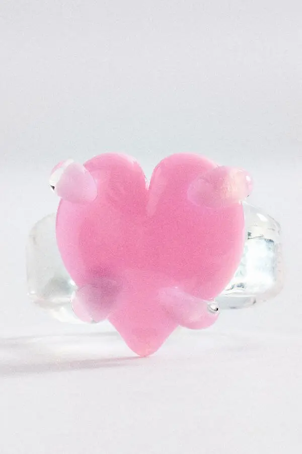 LEVENS JEWELS Levens Glass Love Heart Rg - Pink