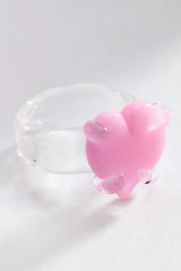 LEVENS JEWELS Levens Glass Love Heart Rg - Pink