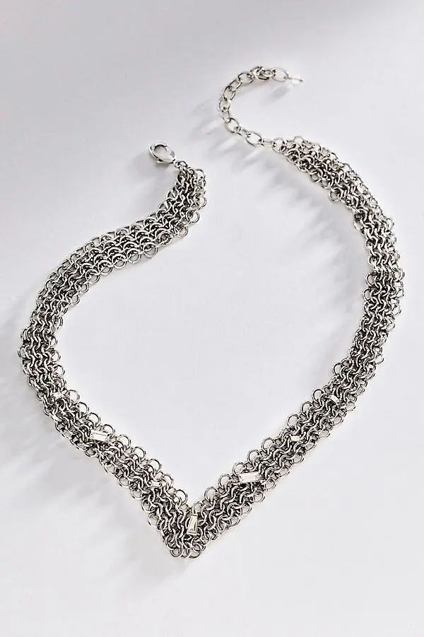 Anthropologie V-shaped Chamail Necklace - Silver