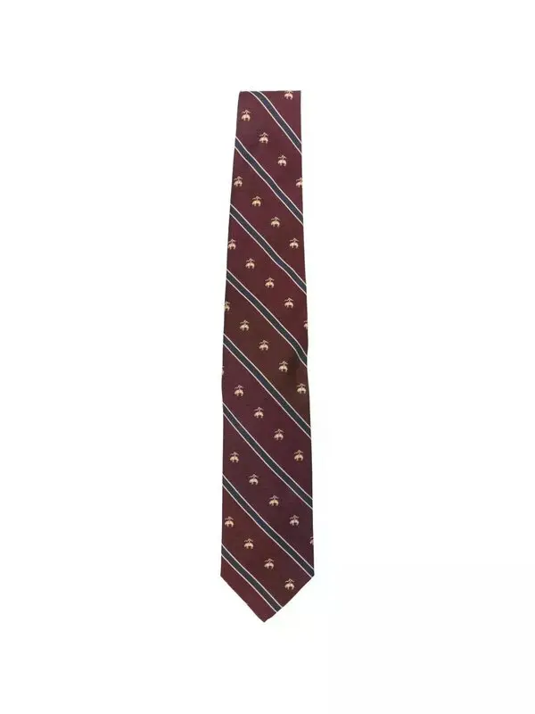 Brooks Brothers Logo-embroidered Striped Tie - Burgundy