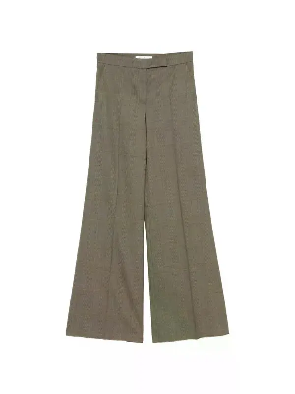 Max Mara Glen Plaid Wool Trousers Kaki