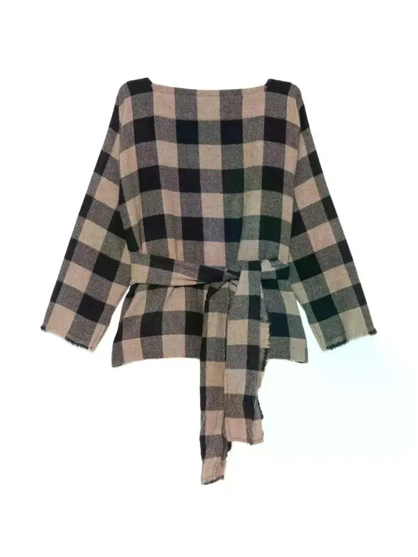DANIELA GREGIS Check-pattern Belted Top - Neutrals