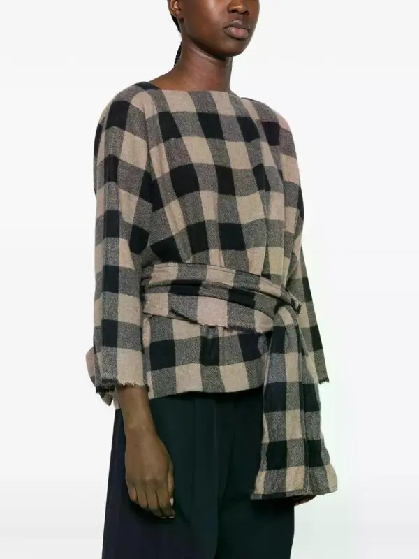 DANIELA GREGIS Check-pattern Belted Top