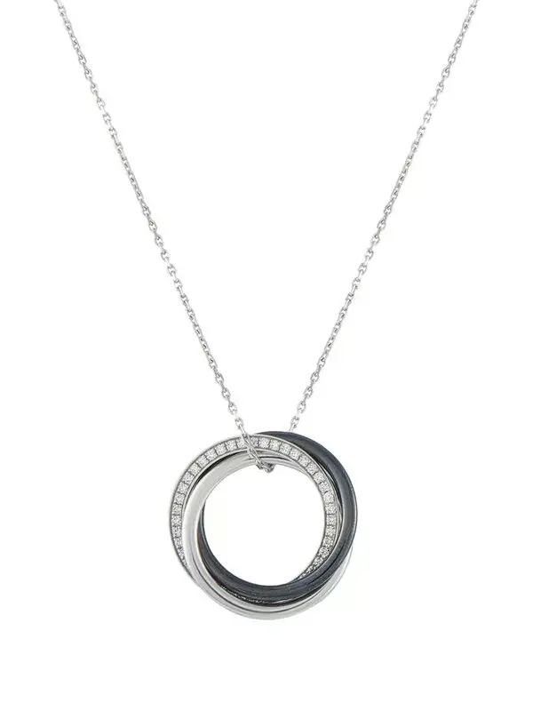 Cartier Trinity Diamond And Ceramic Necklace - Silver