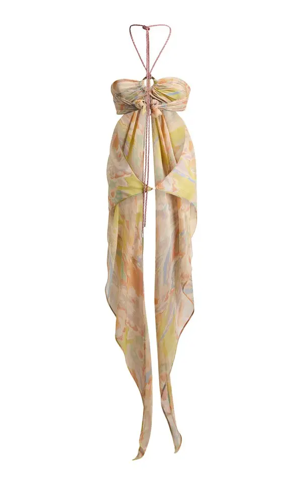 Etro Printed Silk Halter Top