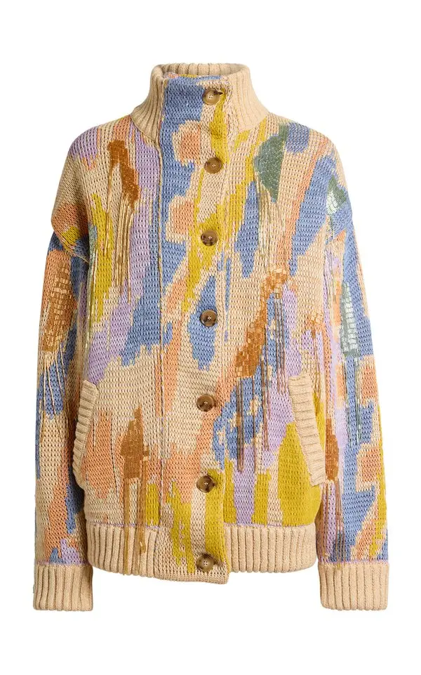 Etro Patterned Knit Cotton-blend Sweater Jacket - Multi