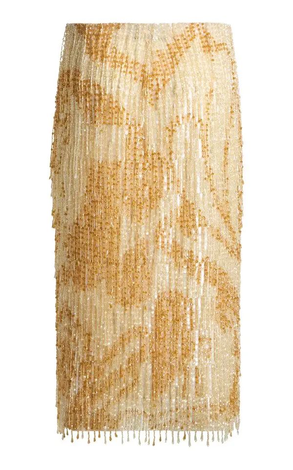 Etro Embellished Leather Midi Skirt