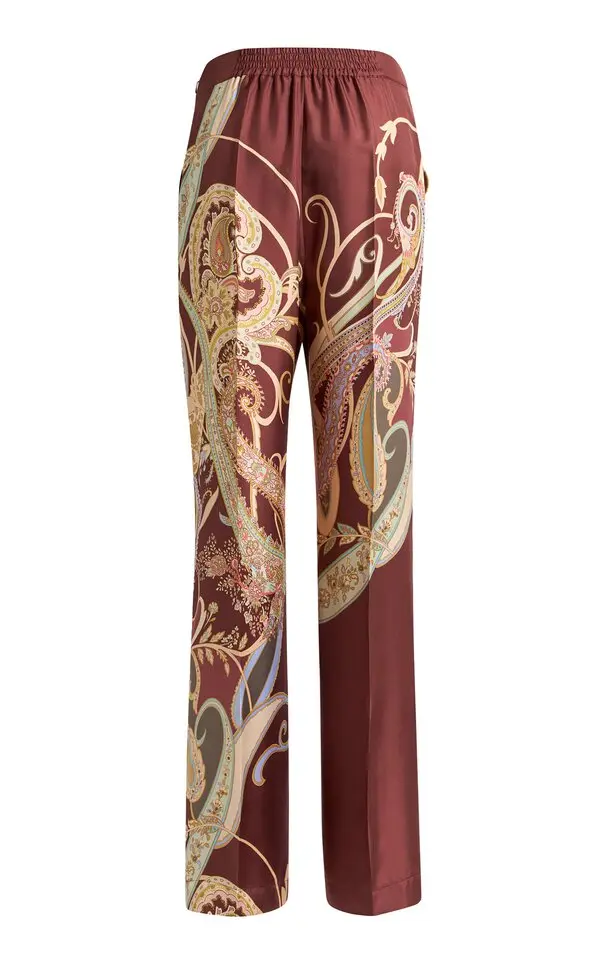 Etro Printed Silk Straight-leg Pants
