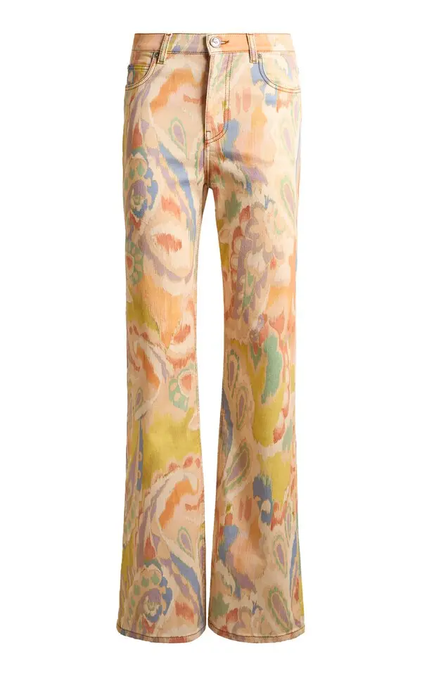 Etro Printed Stretch-denim Flared Jeans