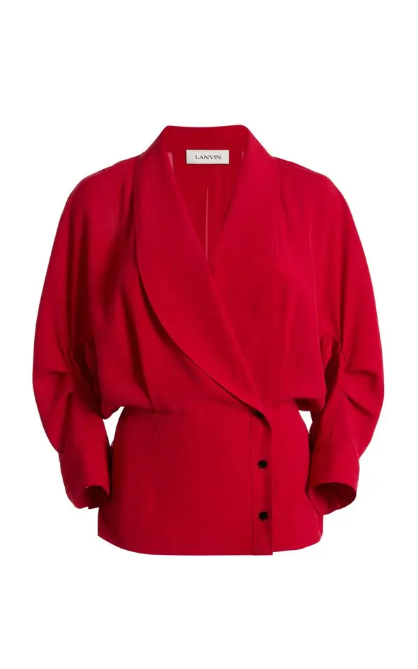 LANVIN Round-shoulder Wrap Cotton-linen Top