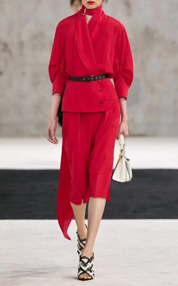 LANVIN Round-shoulder Wrap Cotton-linen Top