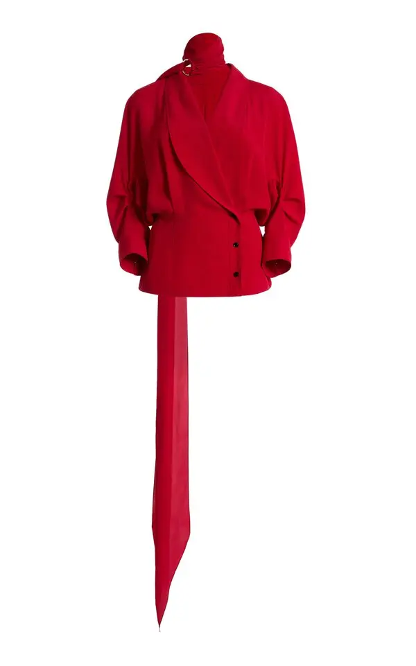 LANVIN Round-shoulder Wrap Cotton-linen Top
