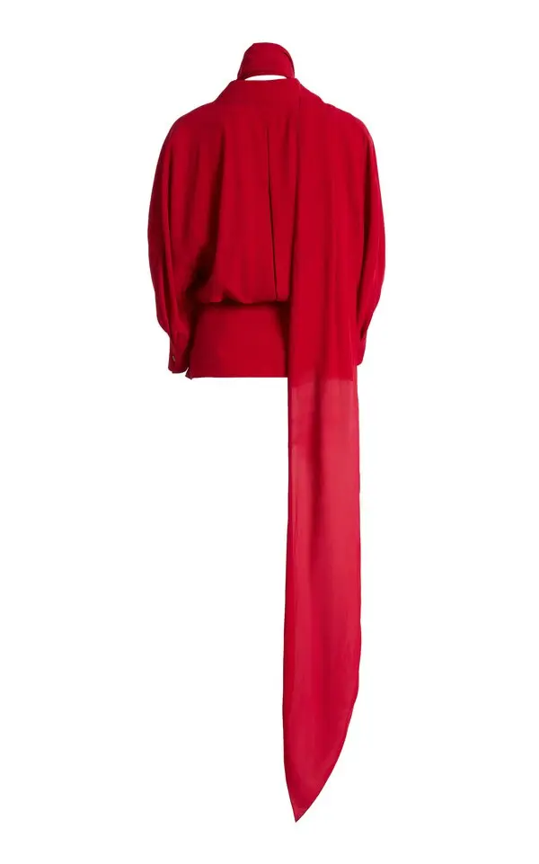 LANVIN Round-shoulder Wrap Cotton-linen Top