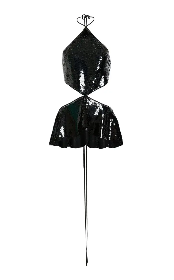 LANVIN Open-back Embroidered Silk-blend Top - Black