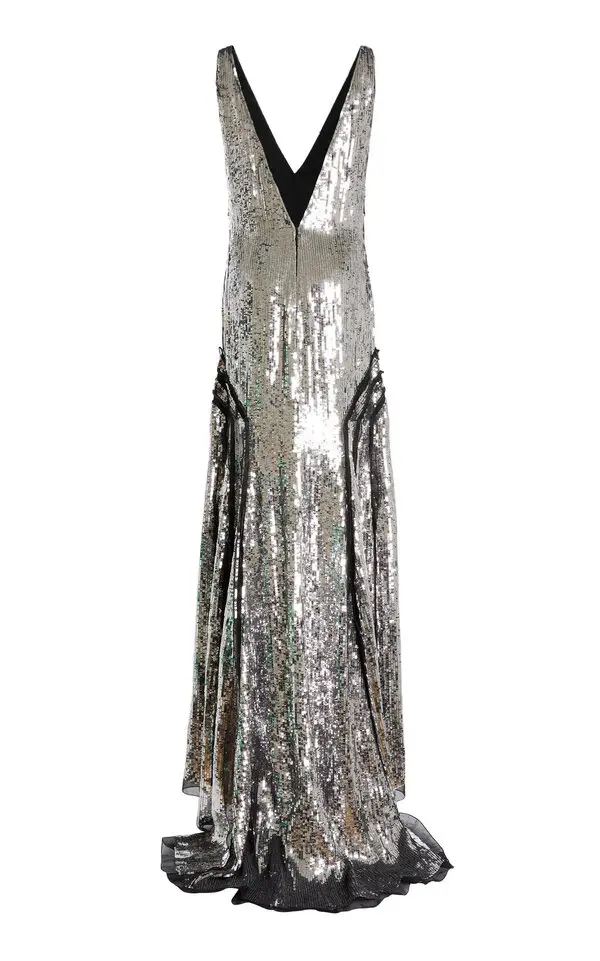 LANVIN Embroidered Sequin Silk-blend Gown