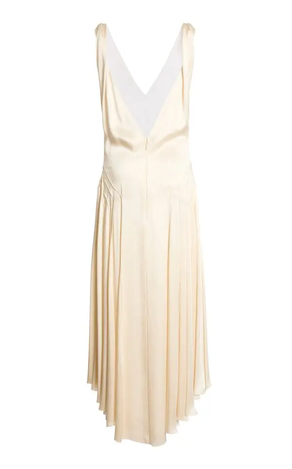 LANVIN V-neck Panel Silk-blend Midi Dress