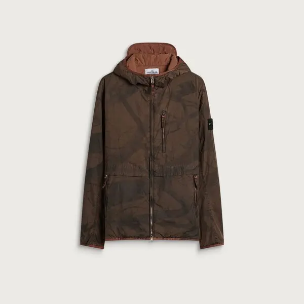 Stone Island Laser Forest Camo Crinkle Reps-tc Parka Jacket - Brick