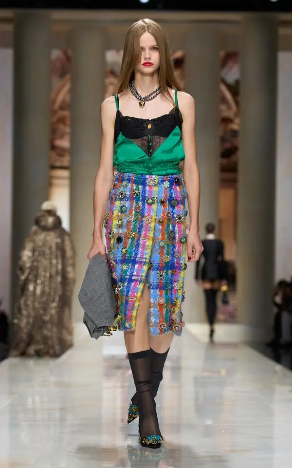 Dolce & Gabbana Embellished Tweed Midi Skirt