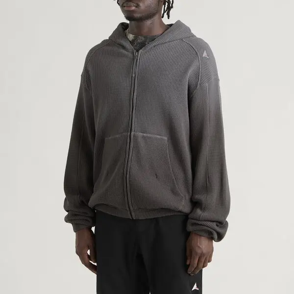ROA Bee Sun Faded Organic Waffle Zip Hoodie