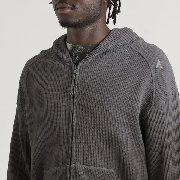 ROA Bee Sun Faded Organic Waffle Zip Hoodie