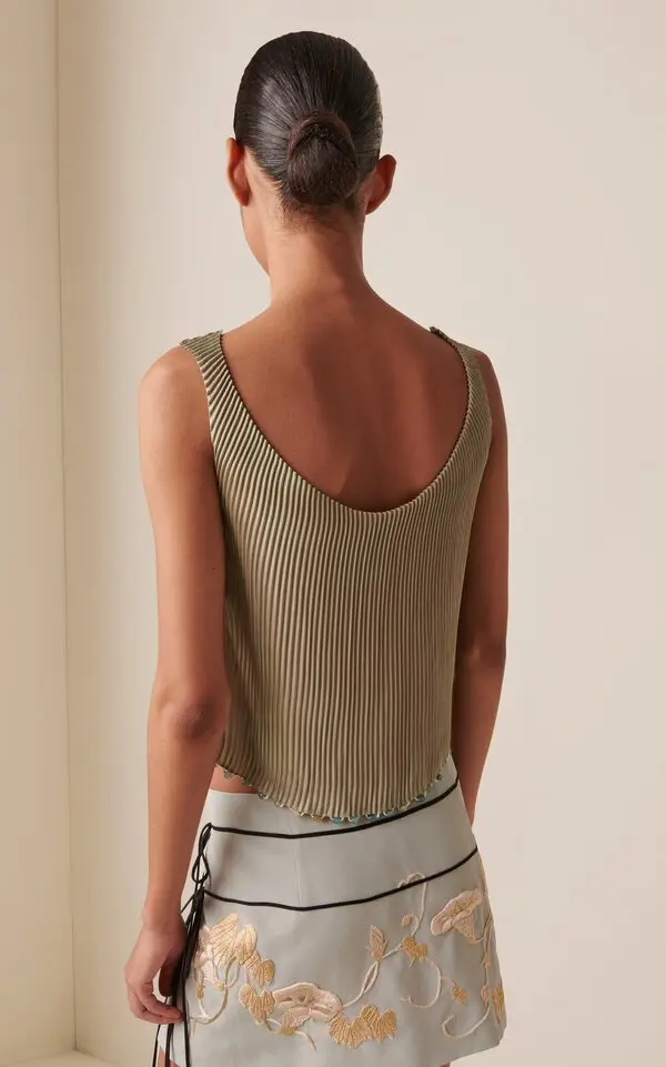 CONNER IVES Pleated Iridescent Tank Top