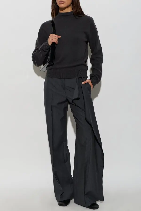 JIL SANDER Gray Wool Pleated Trousers