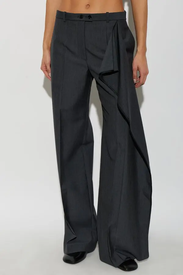JIL SANDER Gray Wool Pleated Trousers