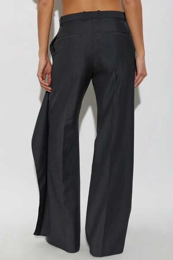 JIL SANDER Gray Wool Pleated Trousers
