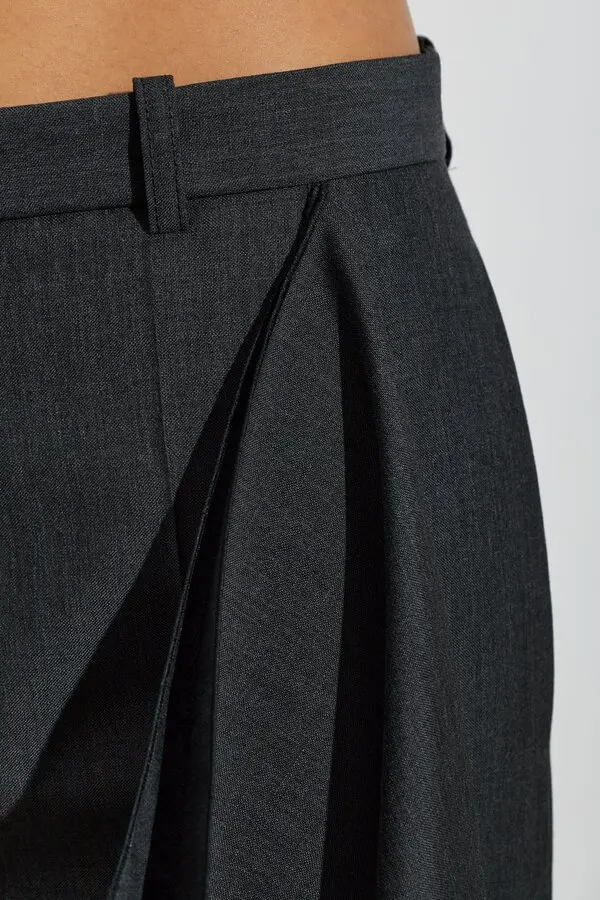 JIL SANDER Gray Wool Pleated Trousers